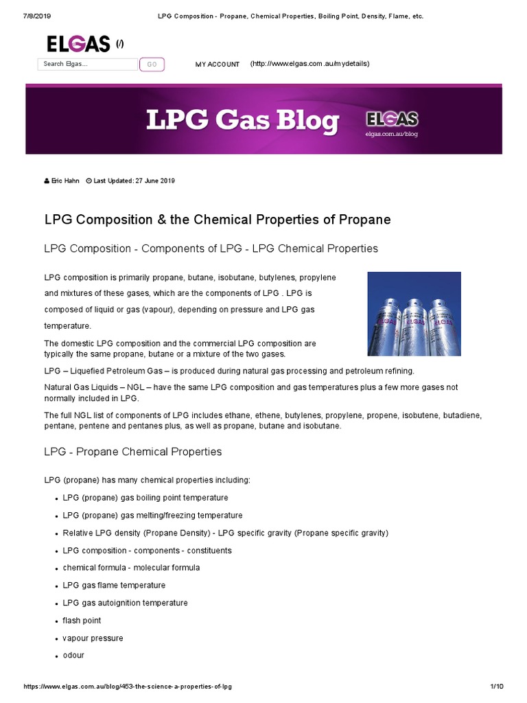 LPG Composition - Propane, Chemical Properties, Boiling Point, Density ...