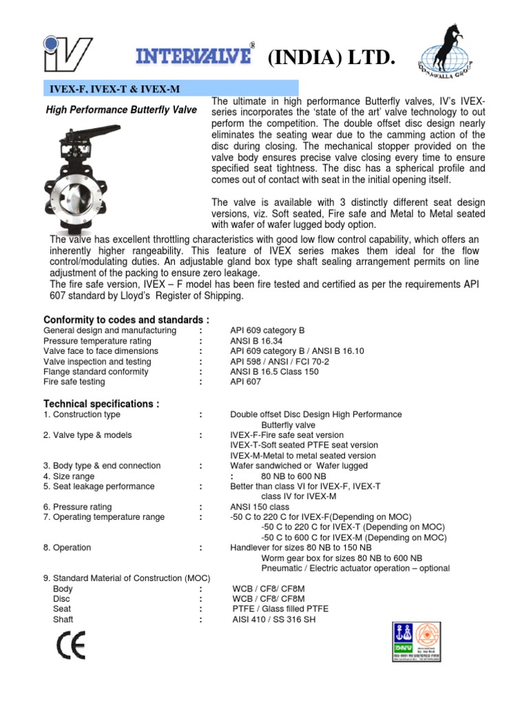 Intervalve-Butterfly Valves | PDF | Valve | Equipment