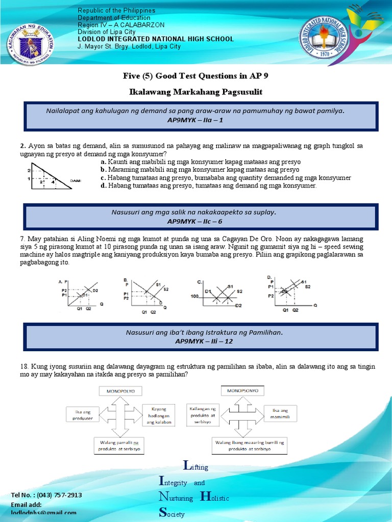 2nd - 5 Good Test Questions | PDF