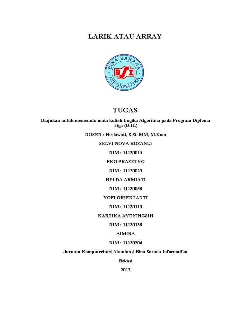 "Pemrograman Array C++" | PDF | Metode & Bahan Ajar | Komputer