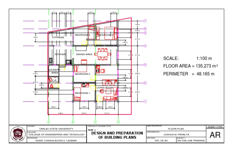 Scale: 1:100 M FLOOR AREA 135.273 M PERIMETER 48.165 M | PDF ...