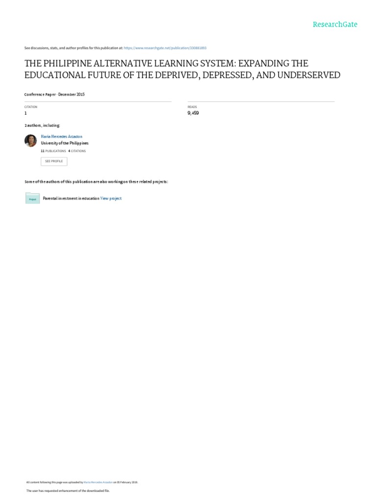 The Philippine Alternative Learning System: Expanding The Educational ...