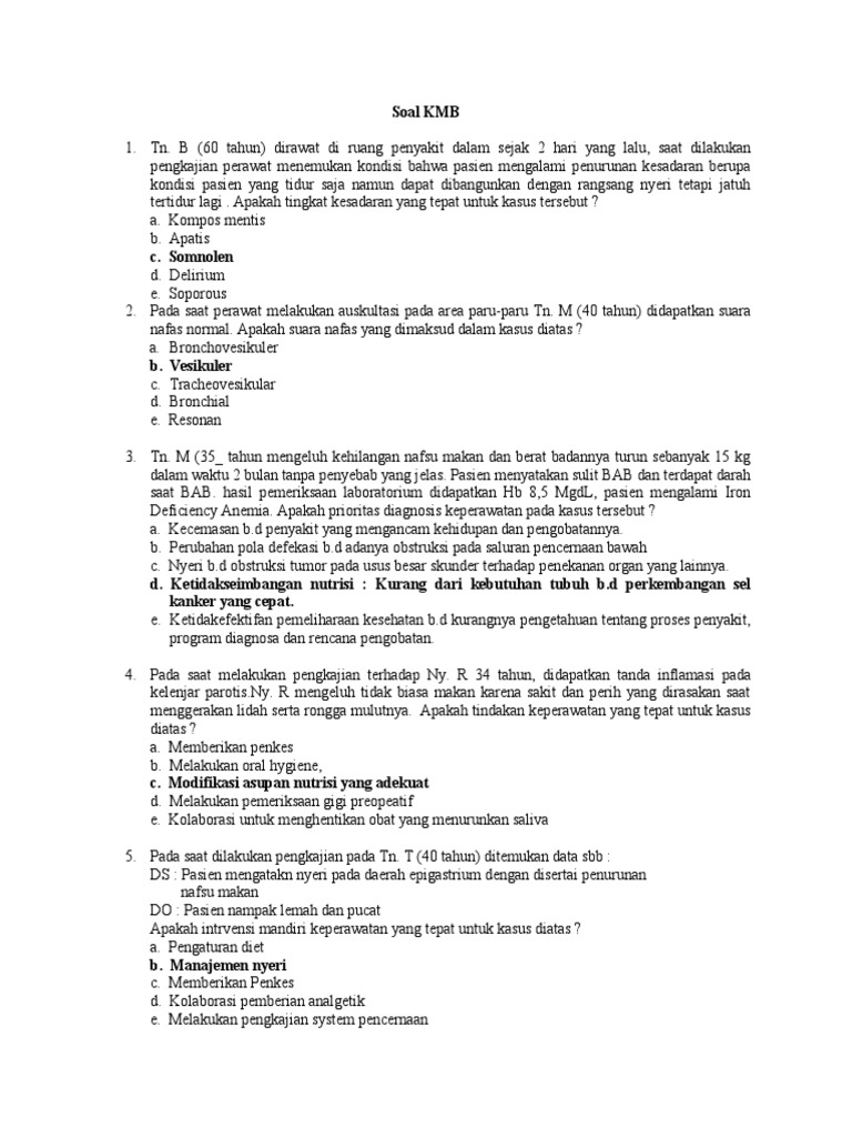 Soal KMB | PDF | Kesehatan Holistik