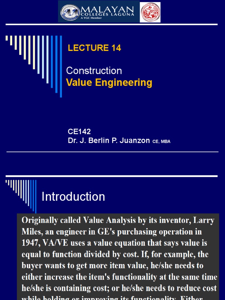 Construction: Value Engineering | PDF | Design | Product Lifecycle