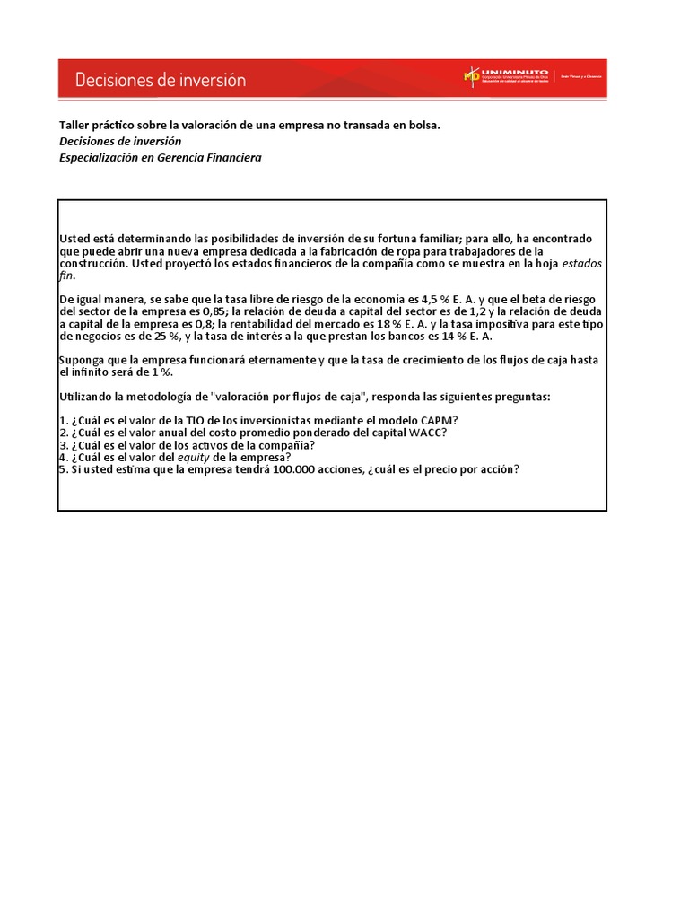 Uni4 - Act - 2 - Tal - Val - Emp | PDF | Corporaciones | Economía Financiera