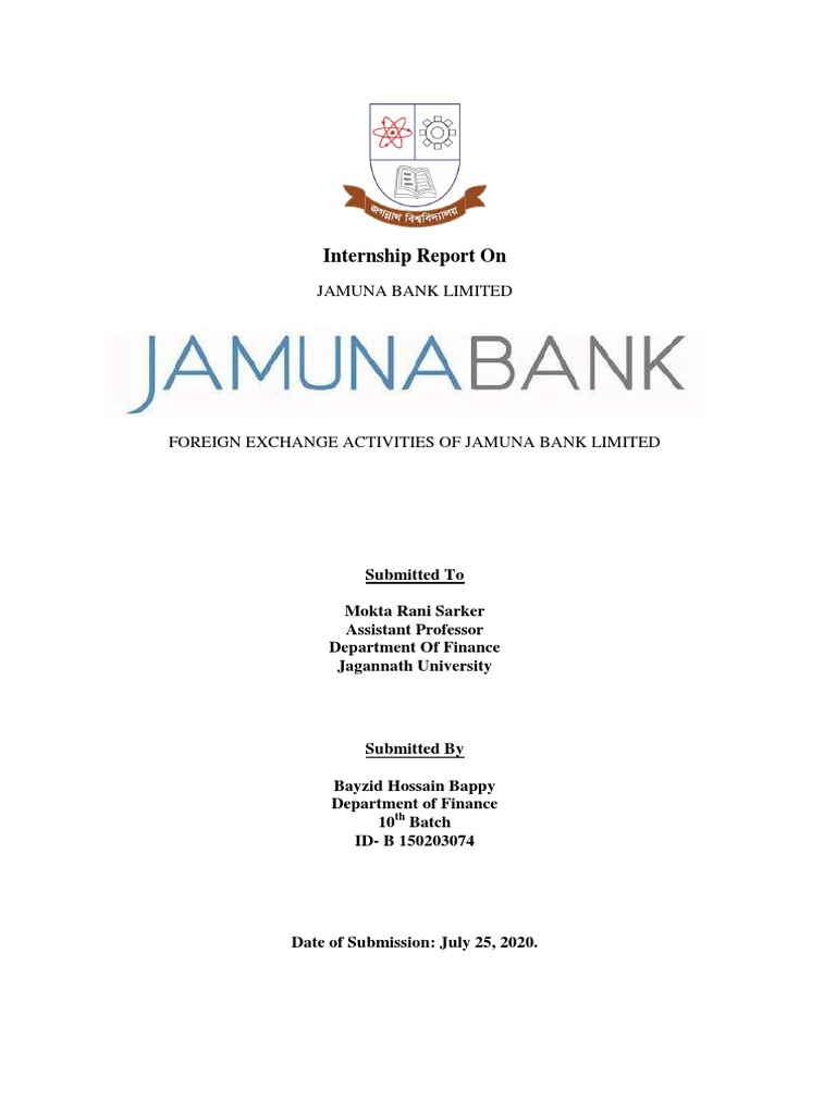 Internship Report On: Jamuna Bank Limited | PDF | Letter Of Credit | Time Series