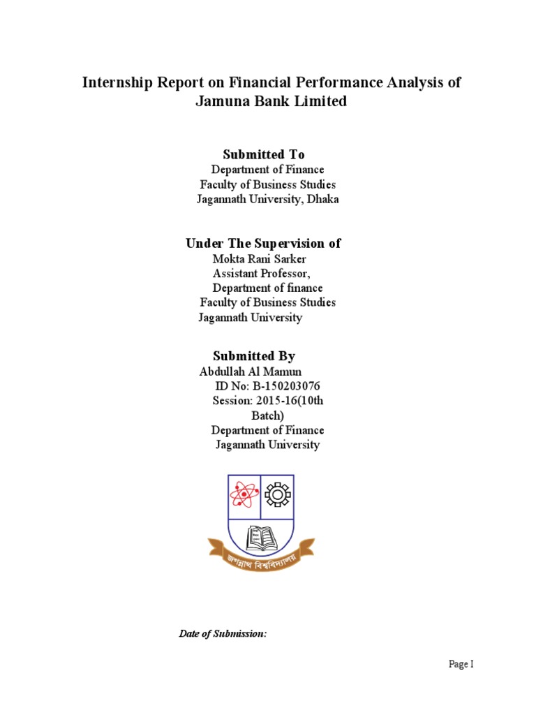 Internship Report On Financial Performance Analysis of Jamuna Bank Limited | PDF | Expense ...