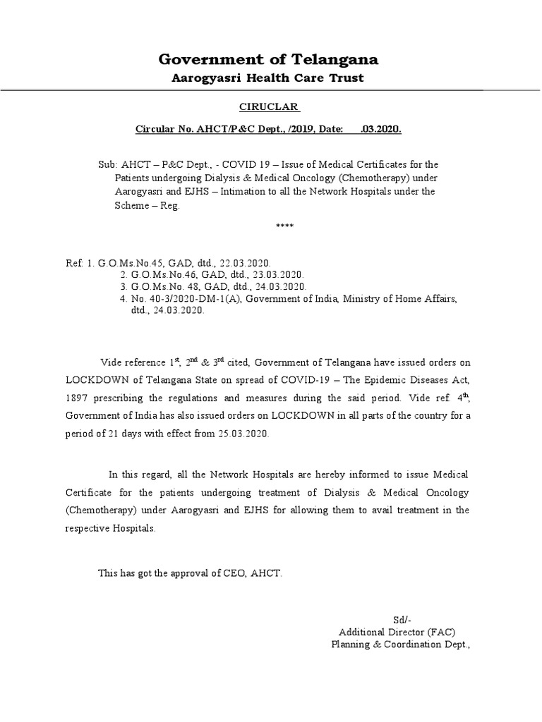 Circular - Issue of Medical Certificates | PDF