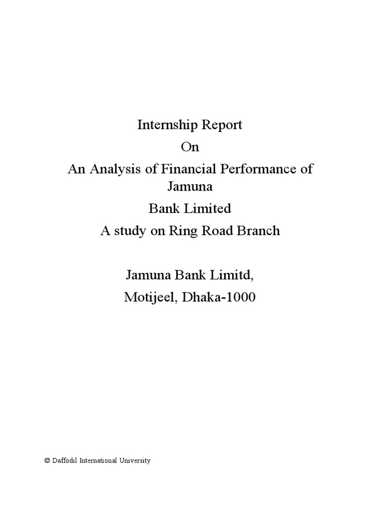 Internship Report On An Analysis of Financial Performance of Jamuna ...
