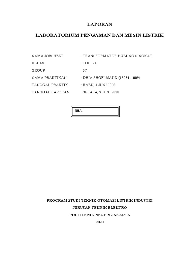 Dhia Shofi Majid - Transformator Hubung Singkat | PDF
