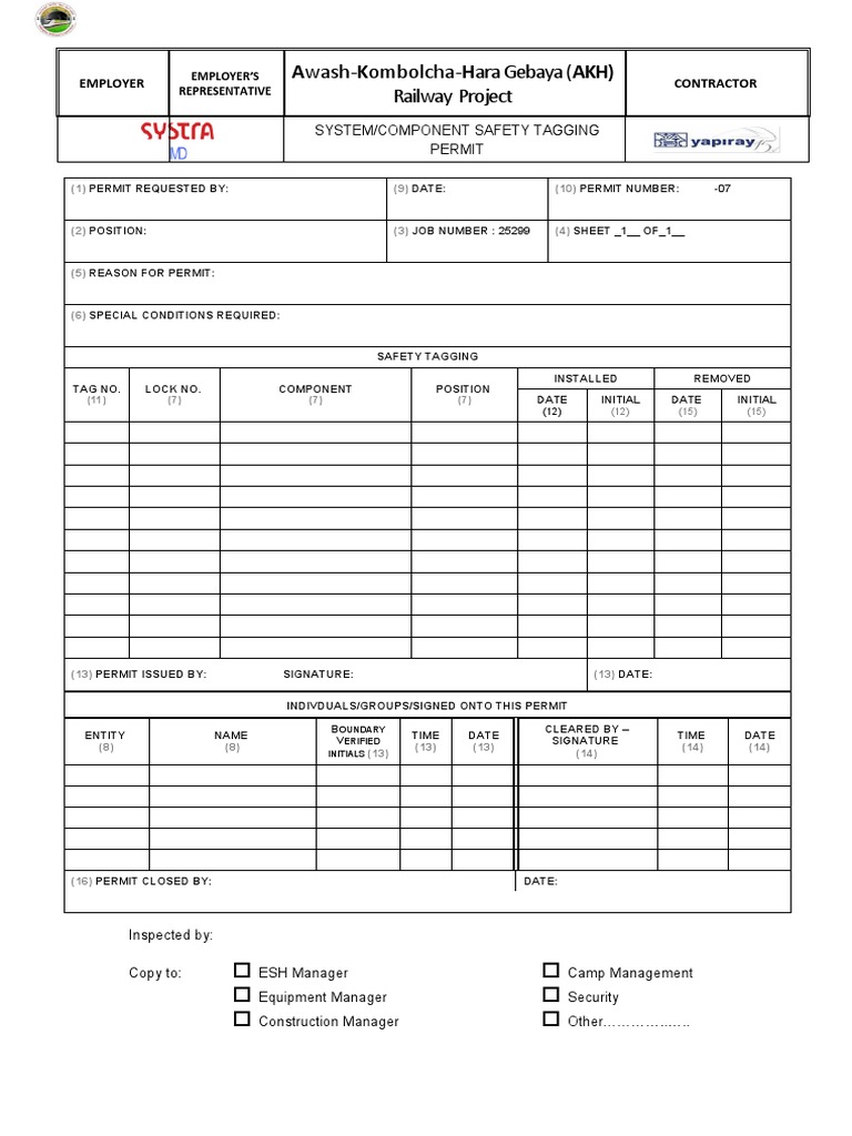 Lock-out-Tag-out Form | PDF
