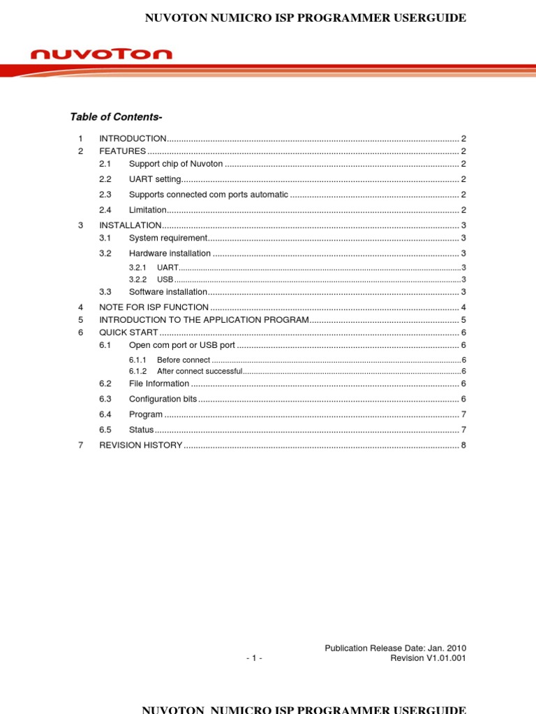 Nuvoton NuMicro ISP Programmer User's Guide V1.01 | PDF | Booting | Windows Vista