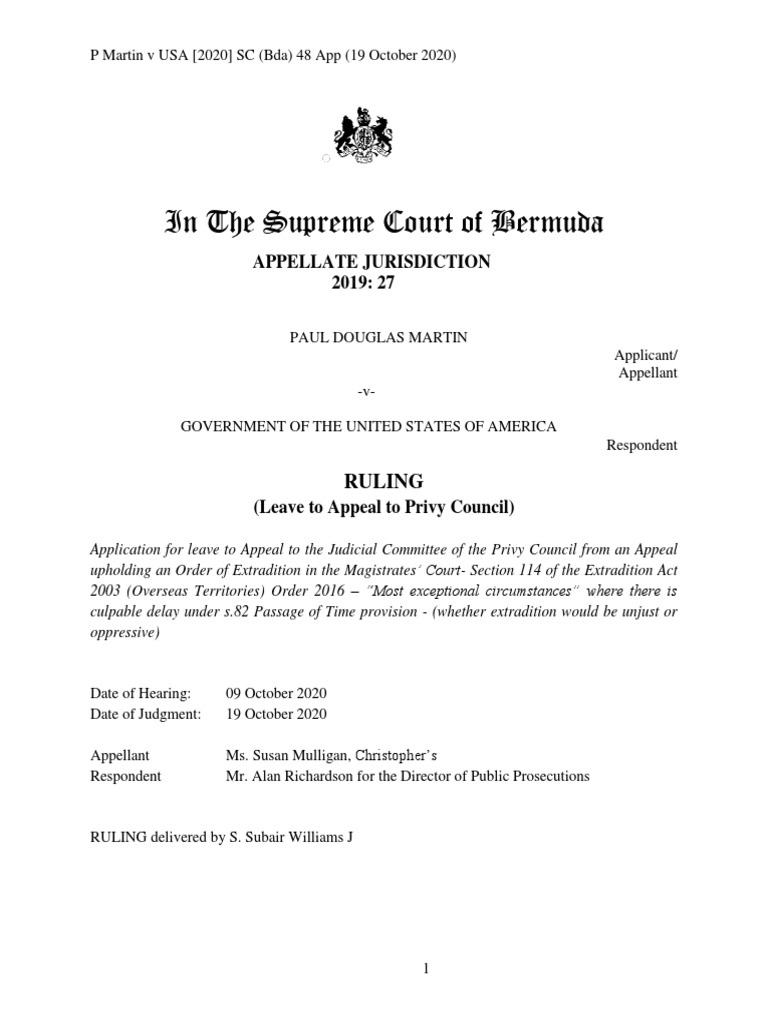 FINAL Ruling 2019 No 27 App Paul Martin V USA With Citation 1 | PDF ...