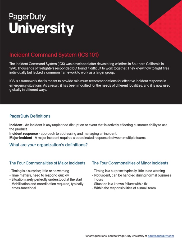 Pagerduty Incident Command System (ICS 101) | PDF | Incident Command ...