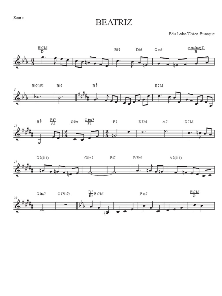 BEATRIZ - Score | PDF | Entretenimento (geral) | Jazz