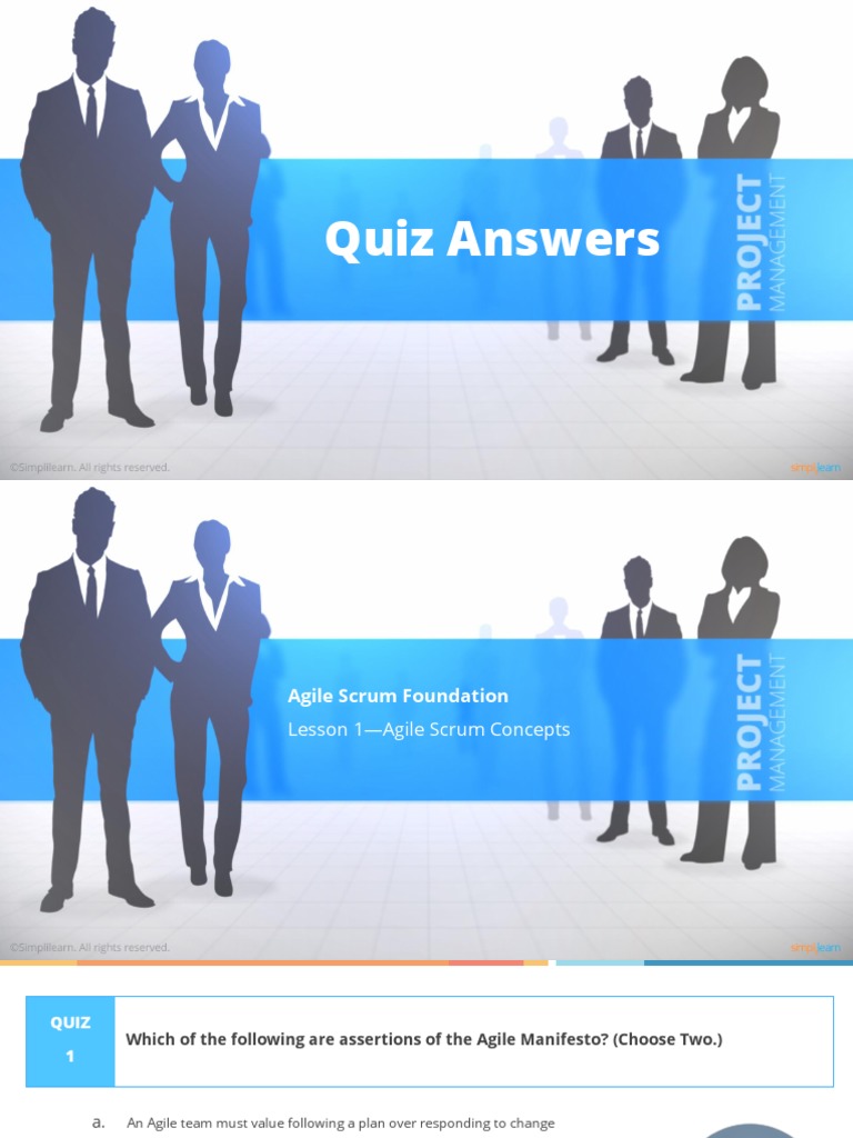 Agile Scrum Foundation Quiz Answers | PDF | Scrum (Software Development ...