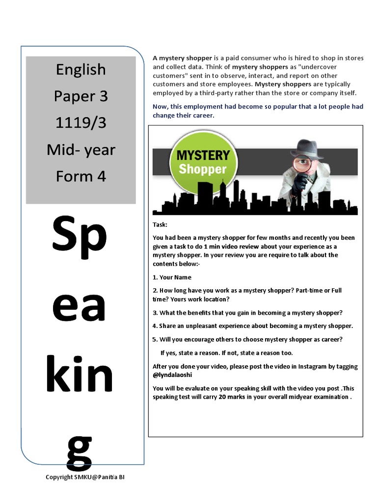 Speaking Test 2020 Form 4 Cefr | PDF | Business | Labour