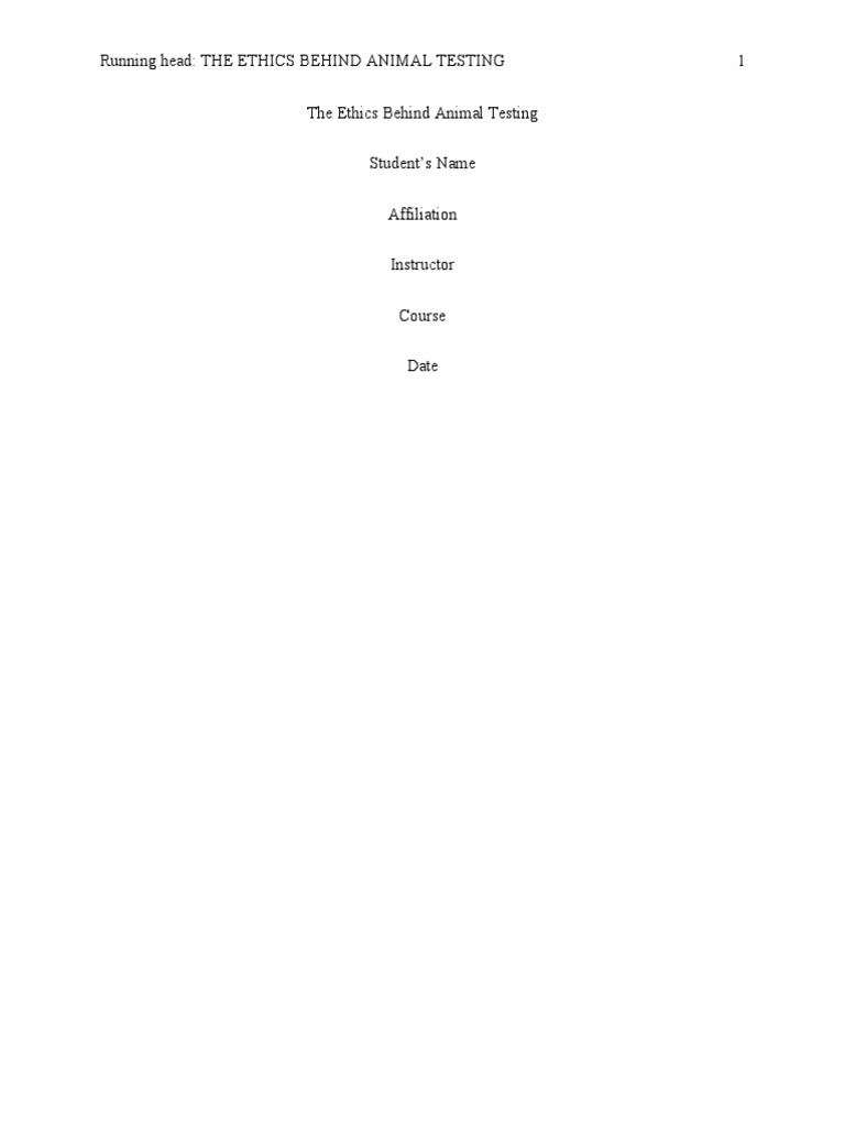 The Ethics Behind Animal Testing - Edited | PDF | Animal Testing ...