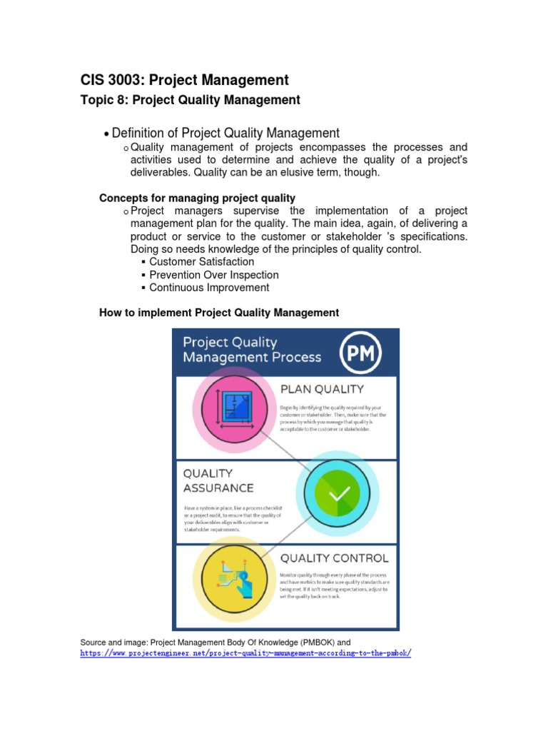 Project Quality Management Processes and Techniques | PDF | Project ...