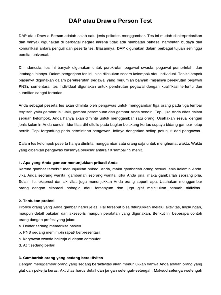 DAP Atau Draw A Person Test | PDF