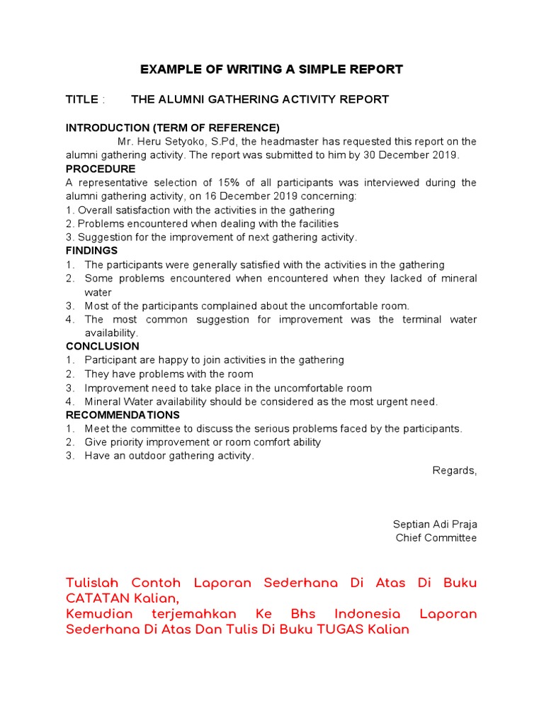 Example of Writing A Simple Report | PDF
