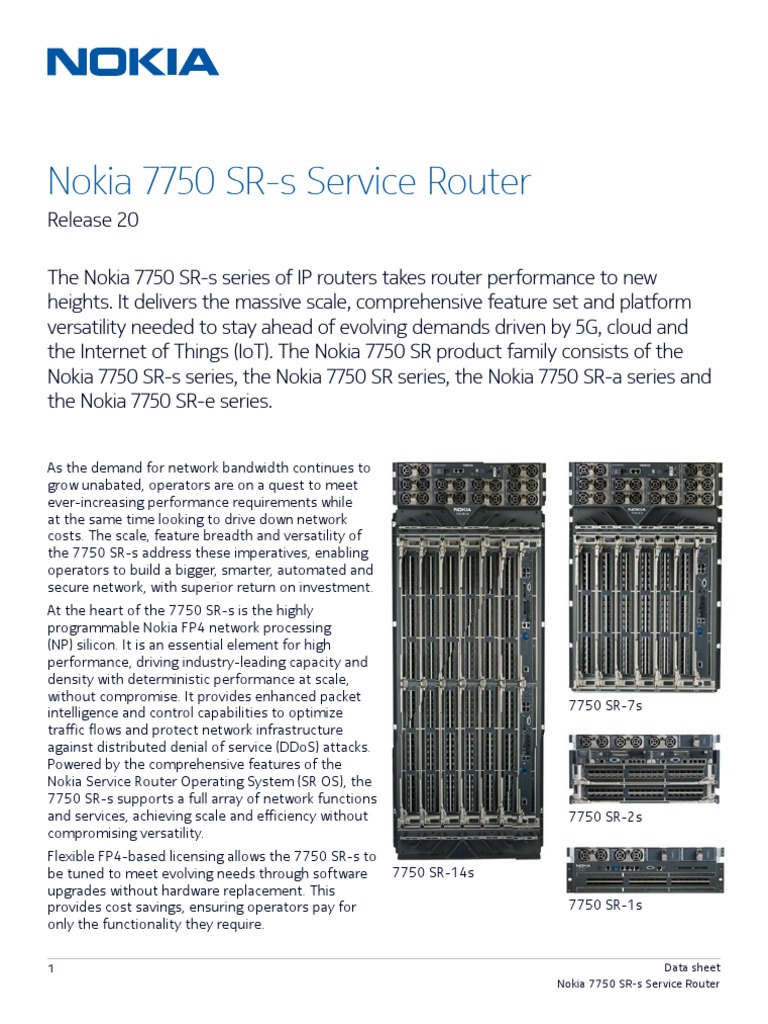 Nokia 7750 SR-s SR R20 Data Sheet EN | PDF | Multiprotocol Label ...