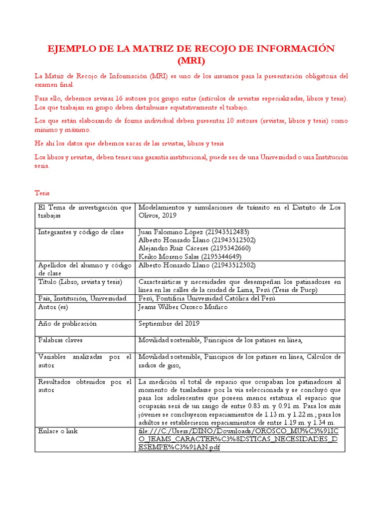 Ejemplo de La MRI | PDF | Perú | Gobierno