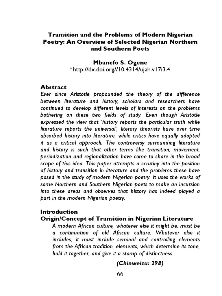 An Overview of the Impact of History and Transition on Modern Nigerian ...