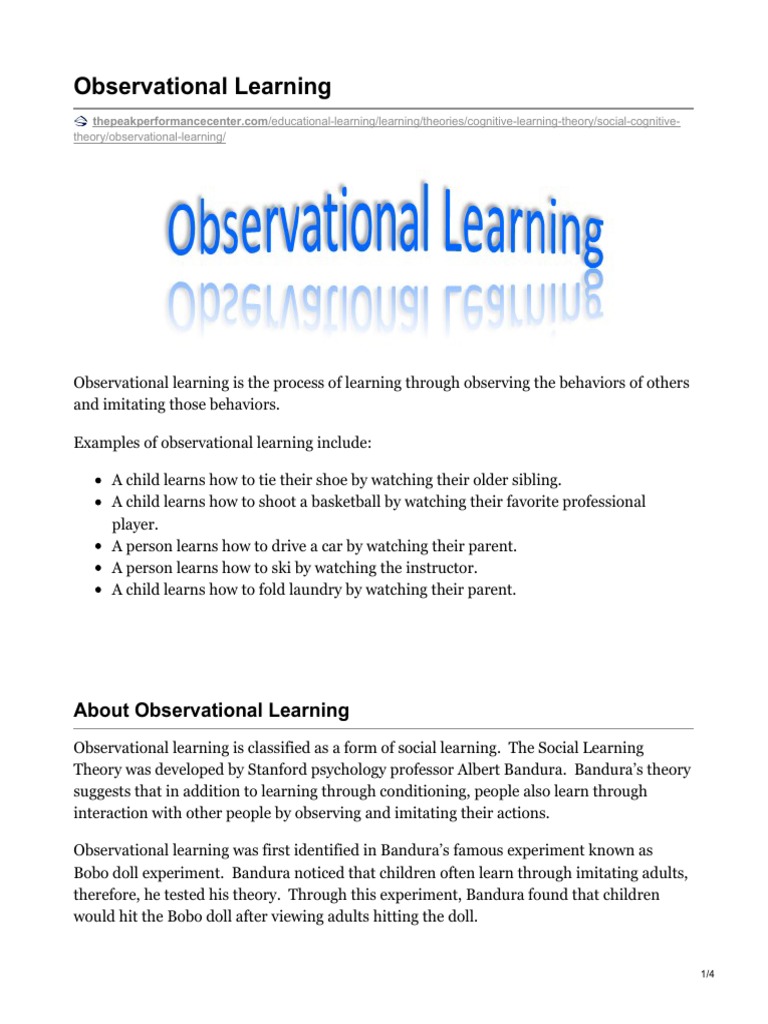 Observational Learning PDF | PDF | Imitation | Behaviorism