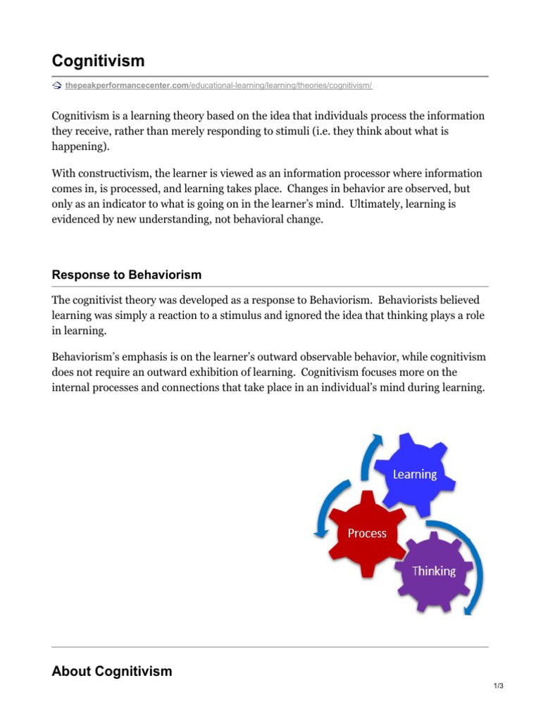 Cognitivism PDF | PDF | Self-Improvement | Science & Mathematics