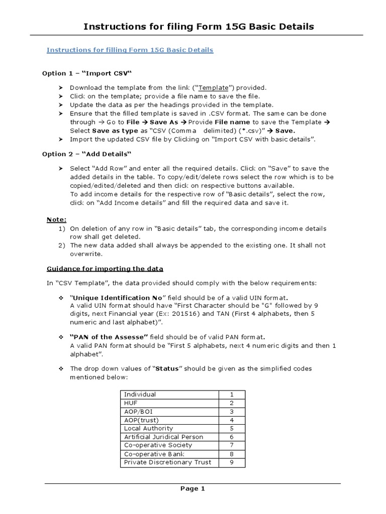 Form 15G Filing Instructions Guide | PDF | Computer Data | Computing