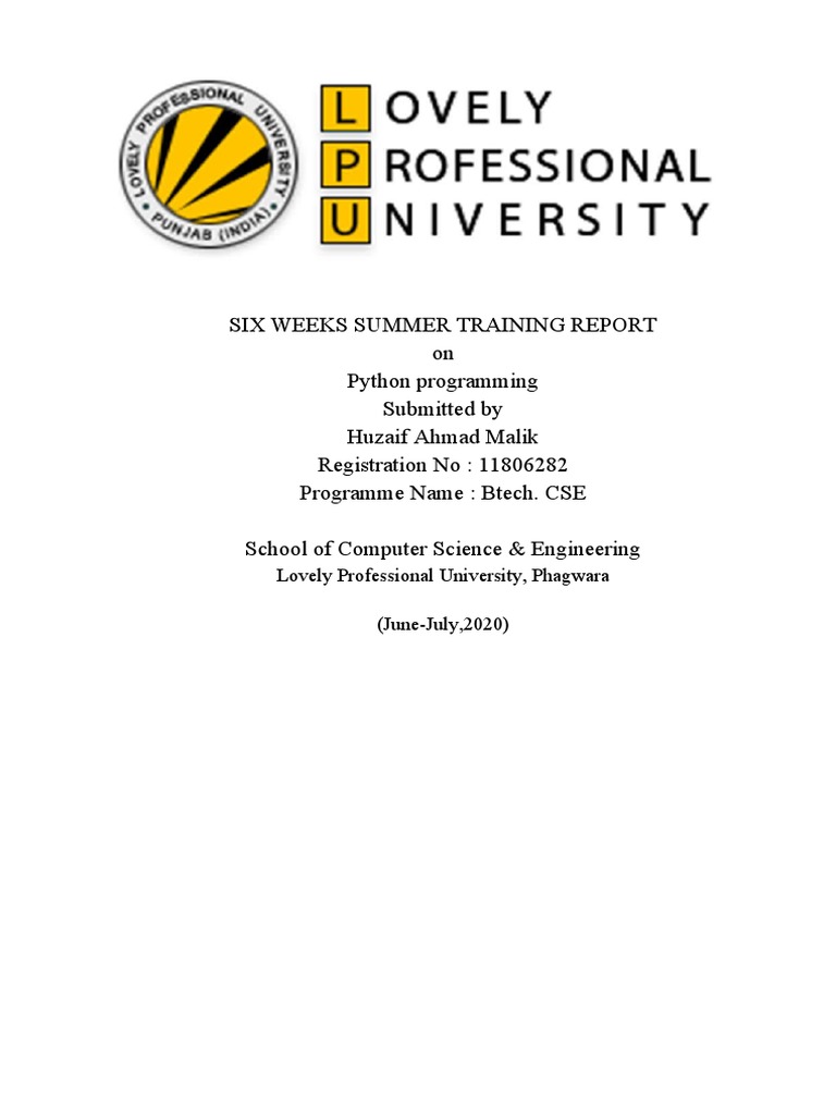 Six Weeks Summer Training Report-123 | PDF | Python (Programming Language) | Computer Programming