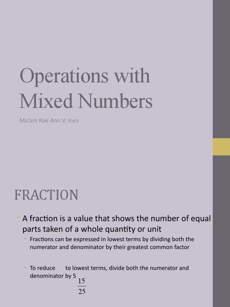 LESSON 2 - Operations With Mixed Numbers | PDF | Fraction (Mathematics ...