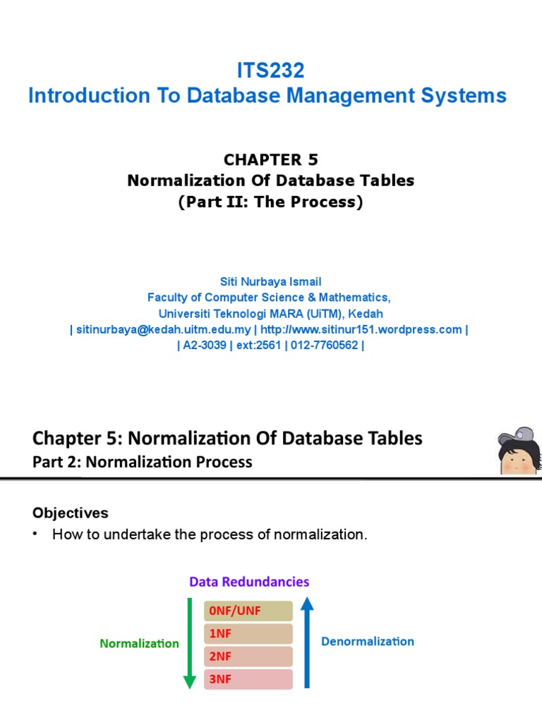 ITS232 Introduction To Database Management Systems: Normalization of ...