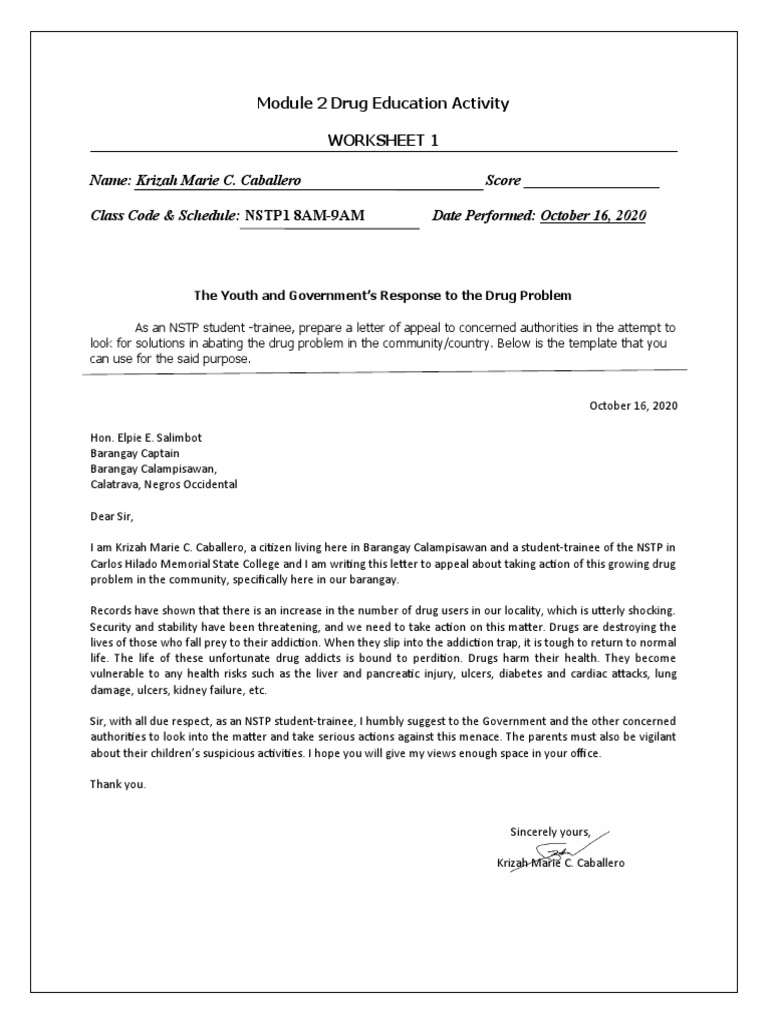 NSTP Module 2 Drug Education Activity | PDF