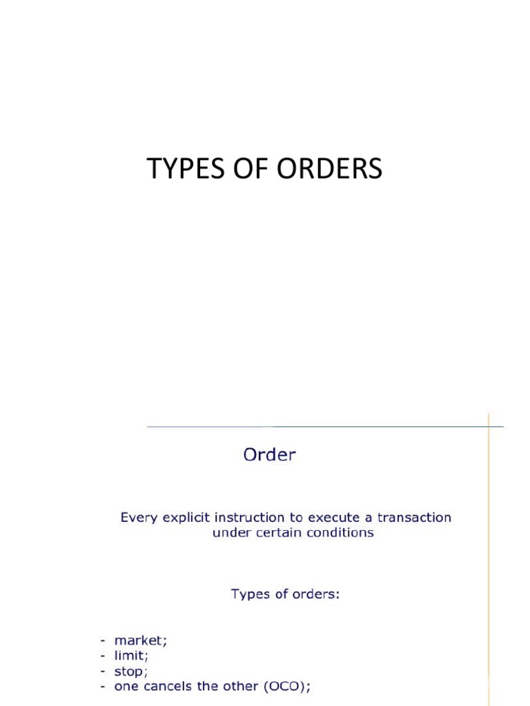 Types of Orders | PDF