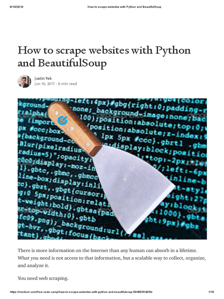 How To Scrape Websites With Python and BeautifulSoup PDF | Download ...