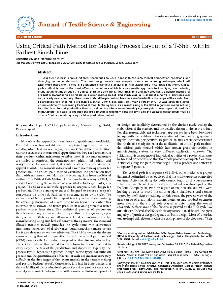 Using Critical Path Method For Making Process Layout of A Tshirt ...