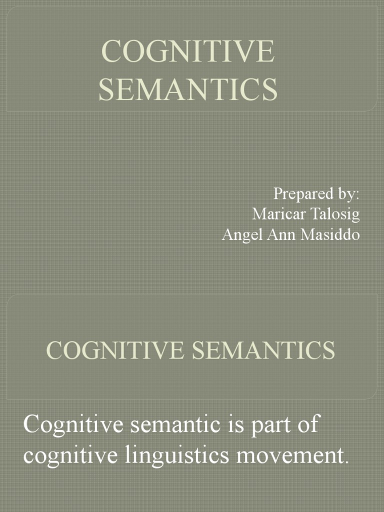 Cognitive Semantics: Prepared By: Maricar Talosig Angel Ann Masiddo ...