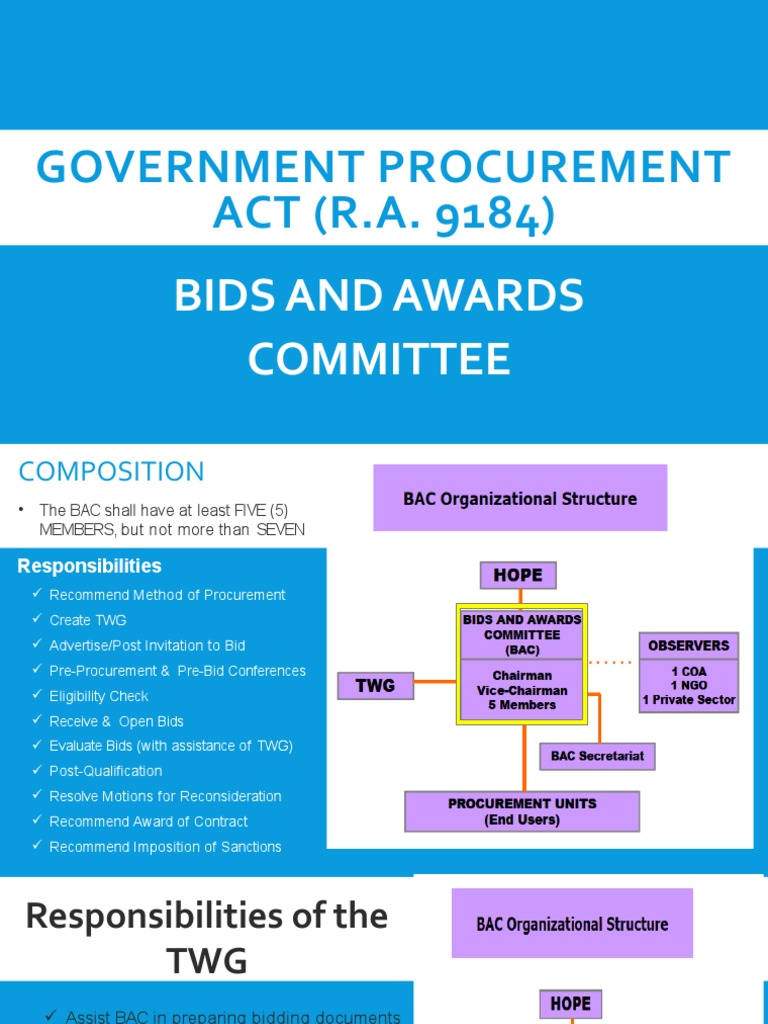 Government Procurement ACT (R.A. 9184) : Bids and Awards Committee | PDF