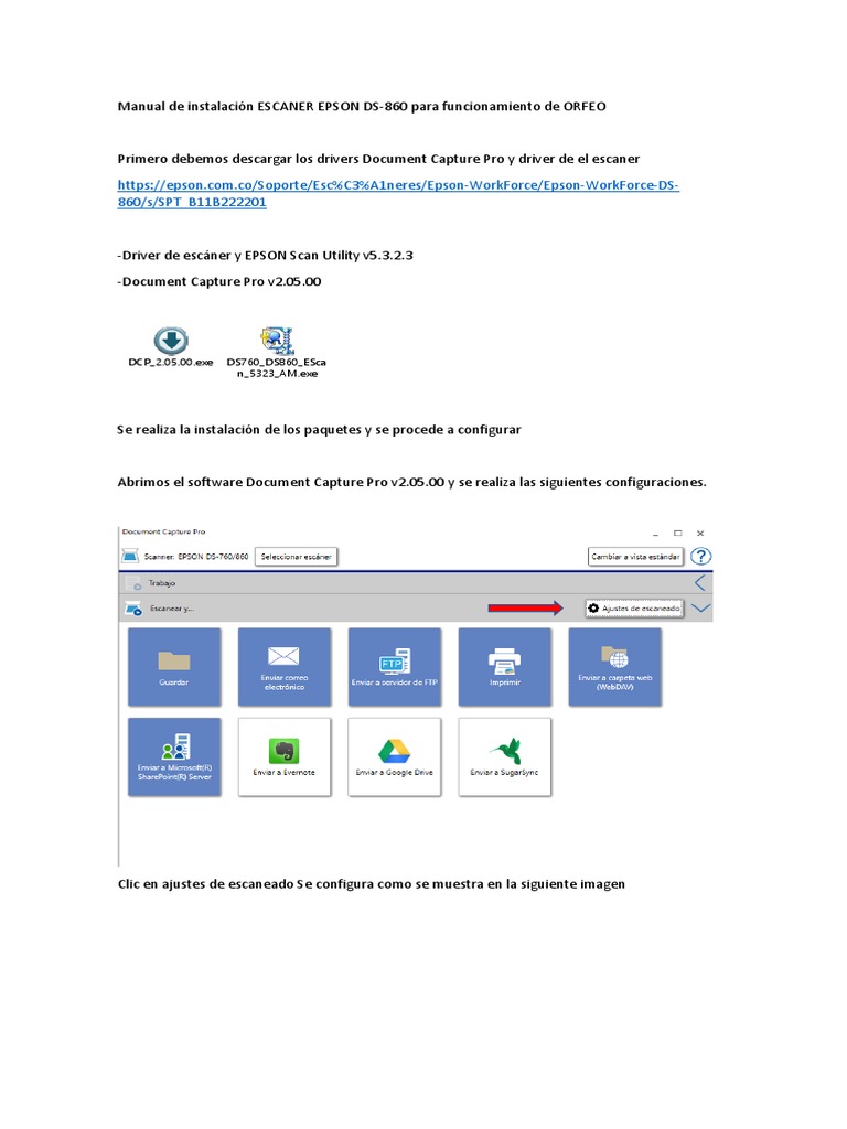 Manual de Instalación ESCANER EPSON DS860 ORFEO | PDF