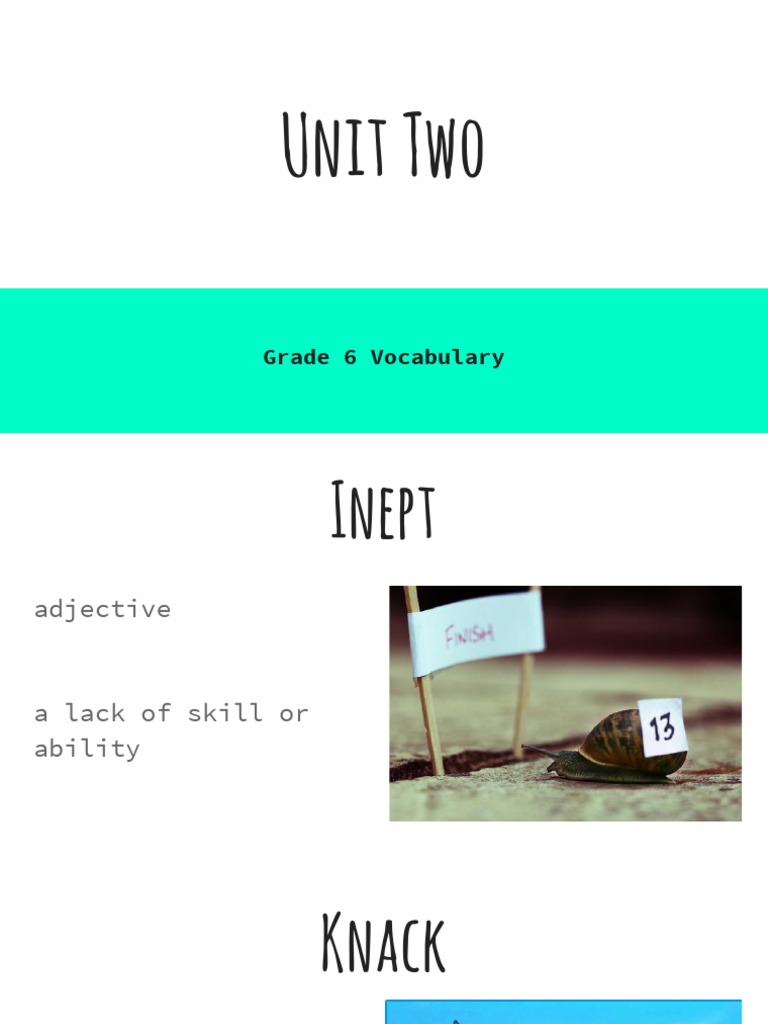 Grade 6 Vocabulary Unit Two Terms | PDF