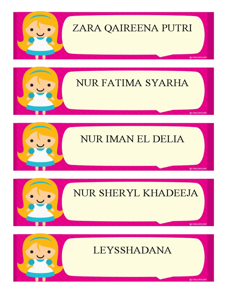 Sticker Nama Murid | PDF