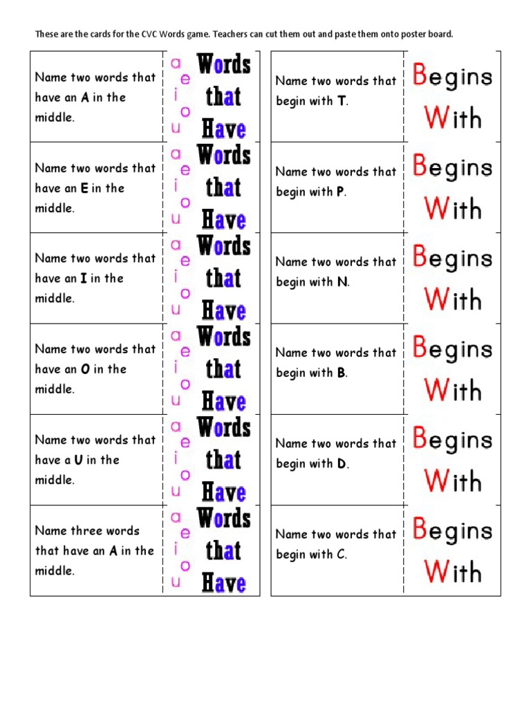 CVCWords Game Cards | PDF