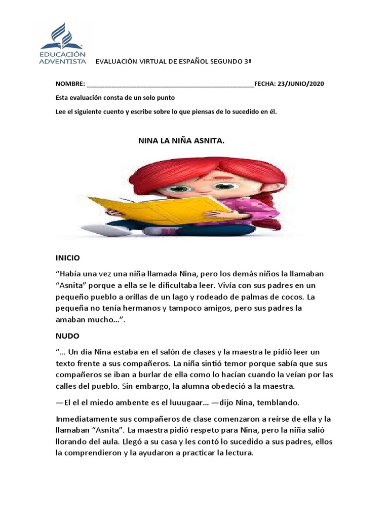 Nina La Niña Asnita Evaluaciòn | PDF
