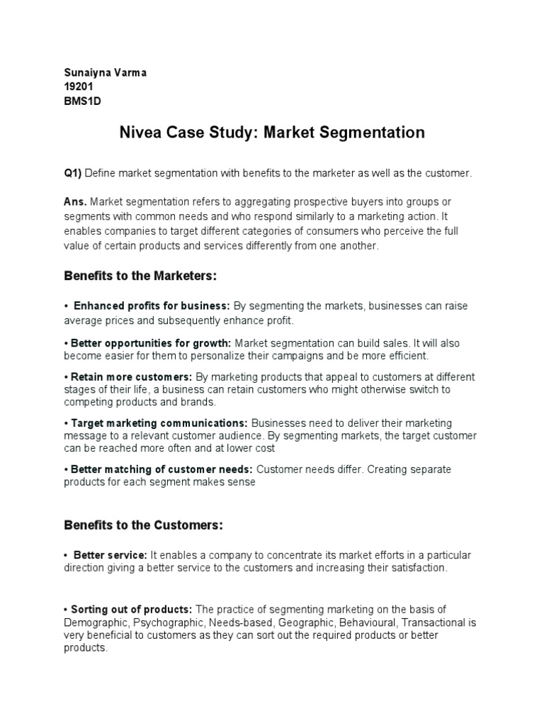 Nivea Case Study | PDF | Market Segmentation | Marketing