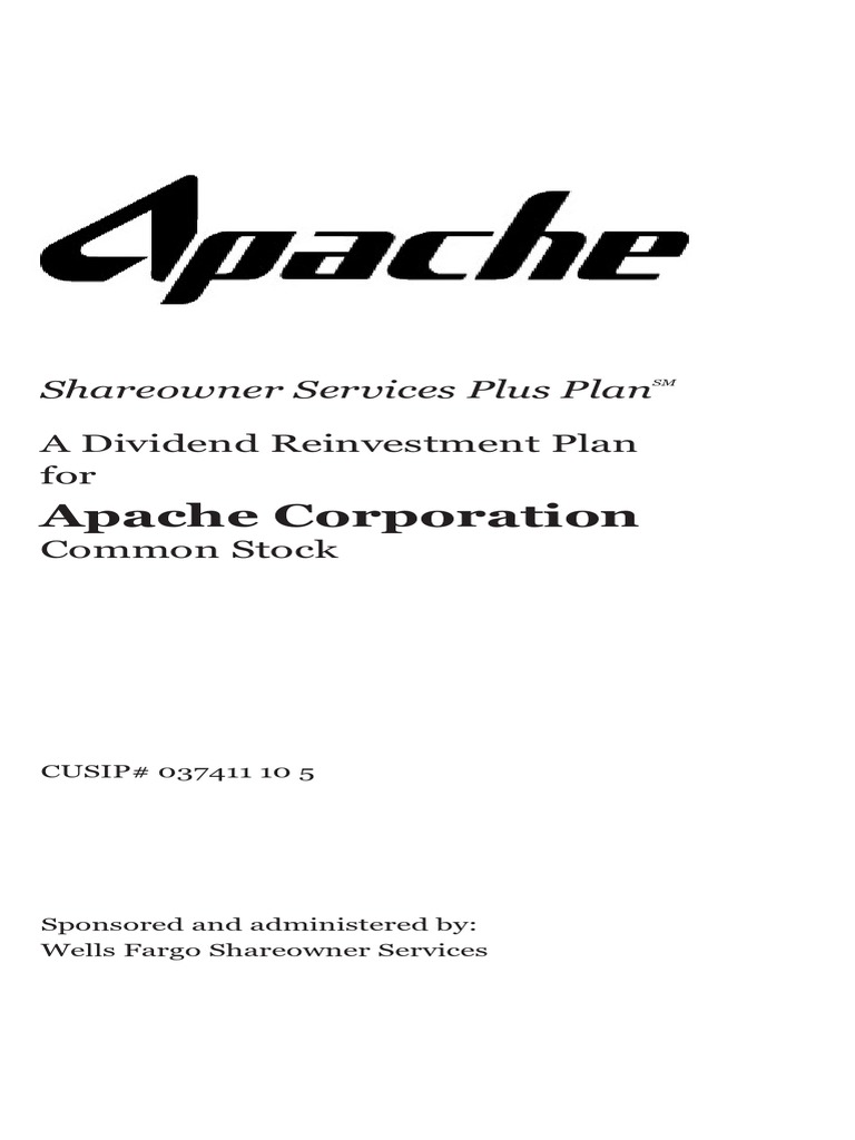Apache Corporation Dividend Reinvestment Plan | PDF | Order (Exchange) | Stocks