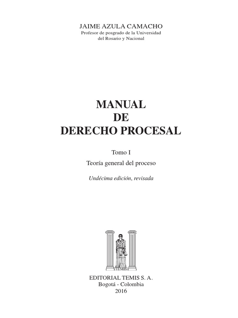 Manual de Derecho Procesal-Azula | PDF | Ley procesal | Caso de ley