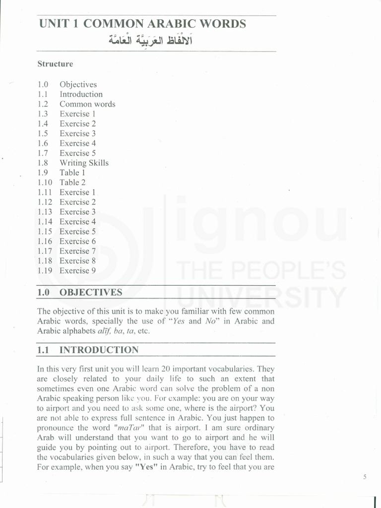 Unit-1 - Common Arabic Words | PDF | Arabic | Alphabet