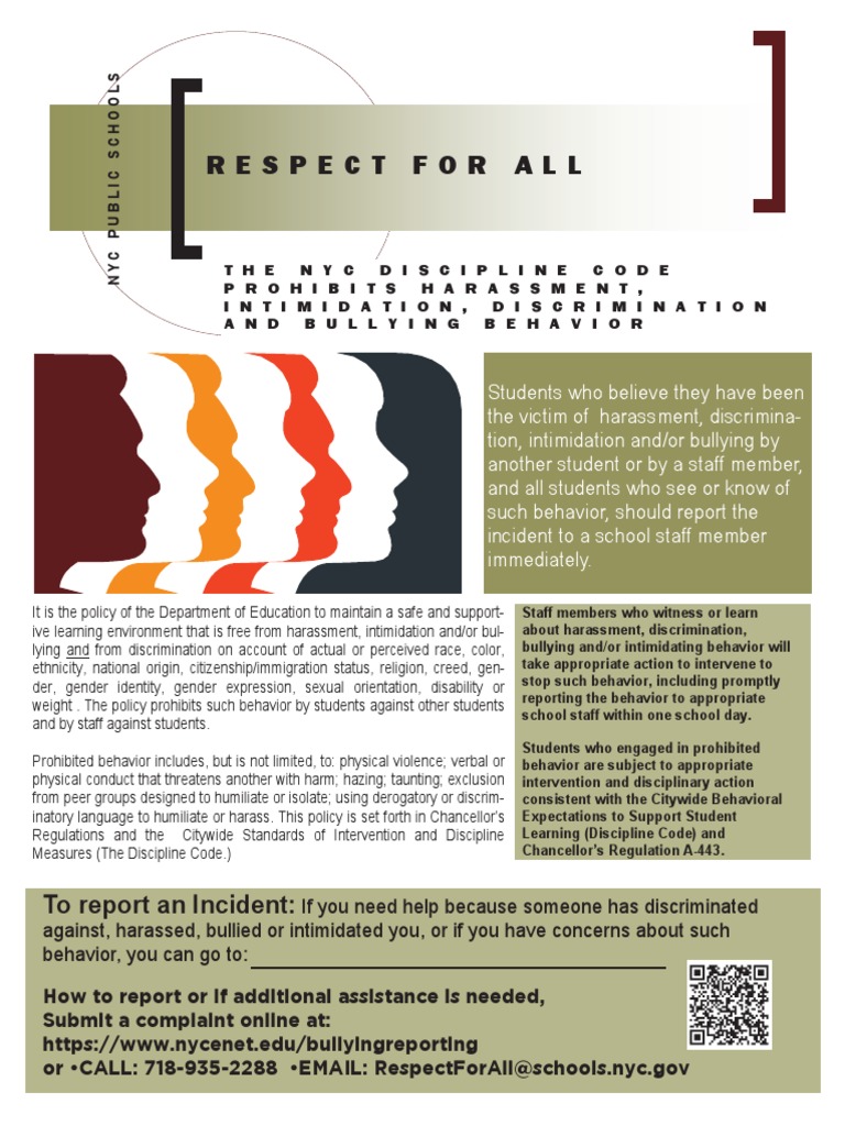 Respect For All Poster | PDF | Bullying | Intimidation